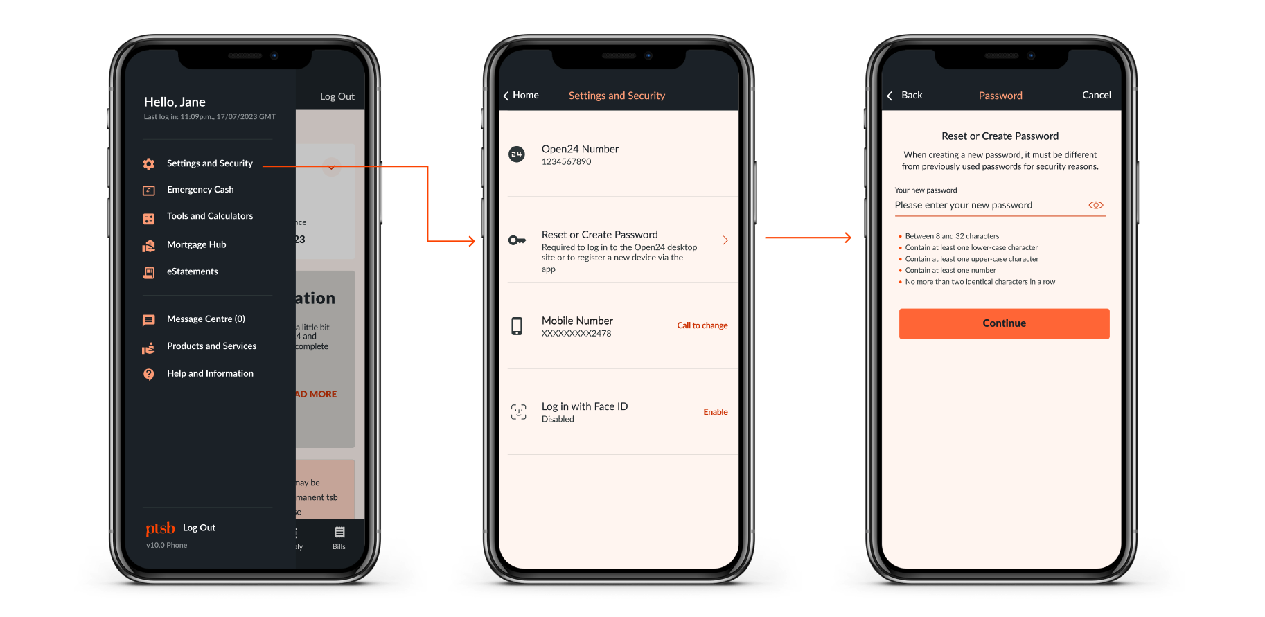 Manage my Open24 Password | PTSB